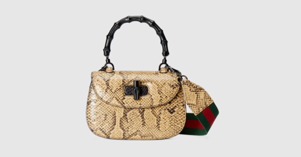 Gucci Bamboo 1947 small python bag in yellow | GUCCI® TR