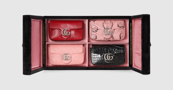 GG Marmont super mini python gift box in black | GUCCI® AE