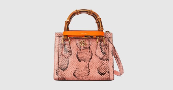 Gucci Diana mini python tote bag in Pink Precious Skins | GUCCI® SI