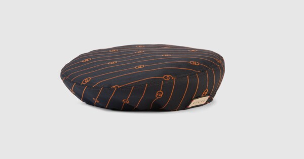 Interlocking G cotton jacquard beret in Black Undefined | GUCCI® SI