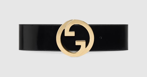 Gucci Blondie wide patent belt in Black Leather | GUCCI® SI