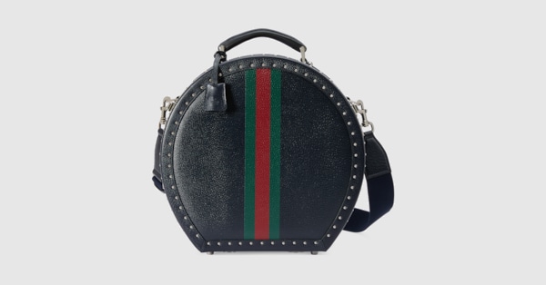 Gucci Savoy small hat box in Blue Leather | GUCCI® SI