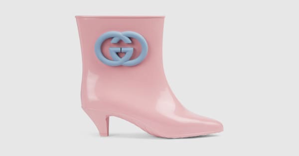 Women's Interlocking G ankle boot in Pink Rubber | GUCCI® SI