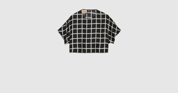 Gucci check print silk shirt in Black White Ready-to-wear | GUCCI® SI
