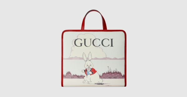 Children's rabbit print tote bag in multicolour Supreme | GUCCI® TH