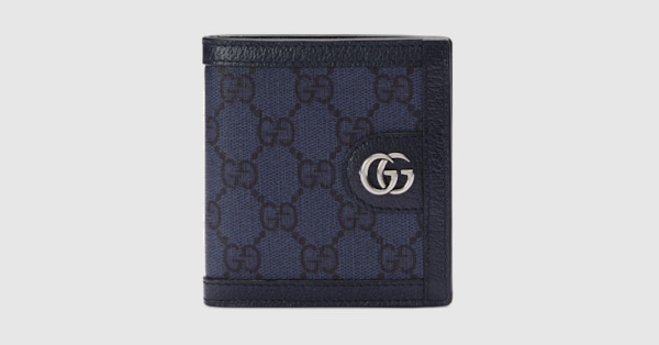 Ophidia bi-fold wallet in Blue GG Canvas | GUCCI® SI