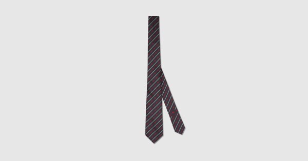 Round Interlocking G rope silk tie in navy and red | GUCCI® UK