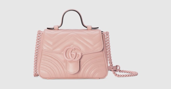 GG Marmont mini top handle bag in Pink Leather | GUCCI® SI