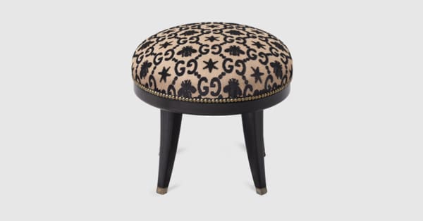 GG bee and star jacquard round stool in Black Undefined | GUCCI® SI