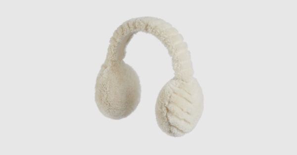 Shearling ear muffs with Double G in white | GUCCI® BE