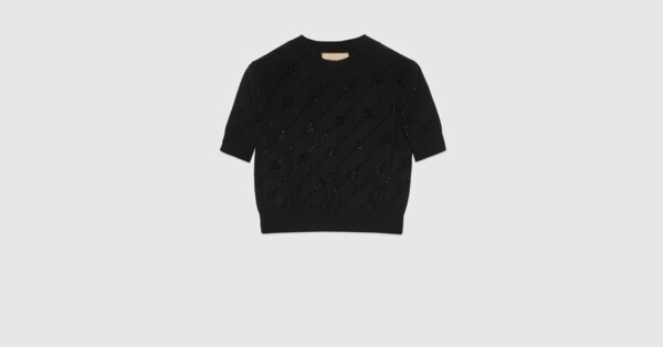 Cashmere jumper with Interlocking G in black | GUCCI® ZA