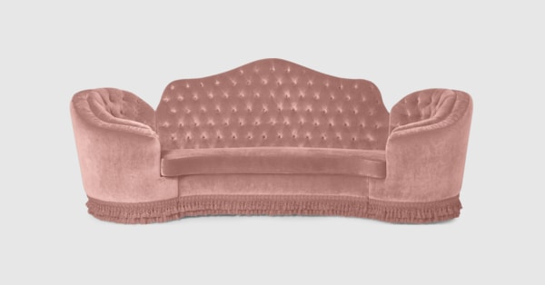 Capitonné camelback velvet sofa in Pink Undefined | GUCCI® SI