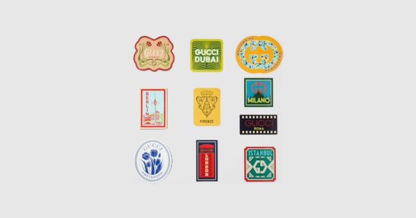 Gucci Cities luggage stickers in multicolour | GUCCI® UK