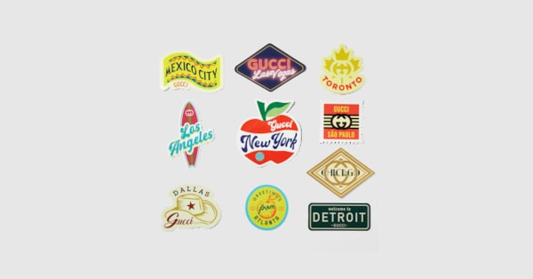 Gucci Cities luggage stickers in multicolor | GUCCI® US