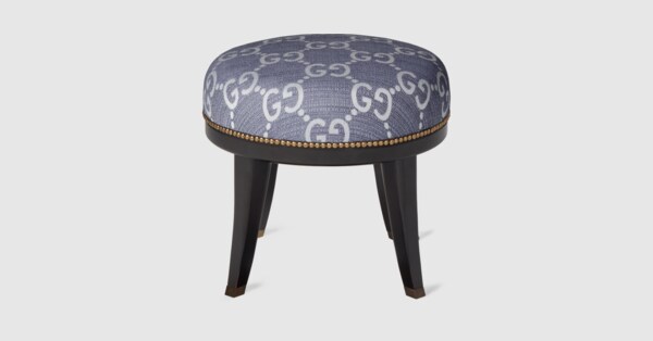 GG jacquard round stool in Blue Undefined | GUCCI® SI