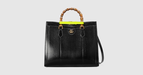 Gucci Diana medium python tote bag in Black Precious Skins | GUCCI® SI