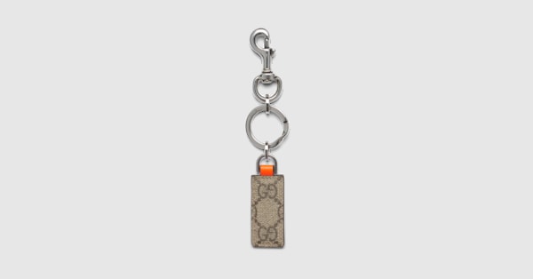 Ophidia keychain with hook closure in beige and ebony Supreme | GUCCI ...