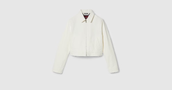 GG jacquard denim jacket in white | GUCCI® UK