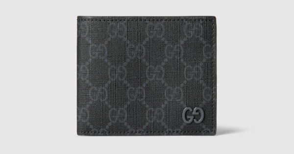 Grey interior GG bi-fold wallet in black GG Supreme | GUCCI® US