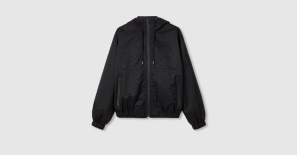 Lightweight GG nylon jacquard jacket in black | GUCCI® NL Lightweight GG nylon jacquard jacket in black | GUCCI® NL