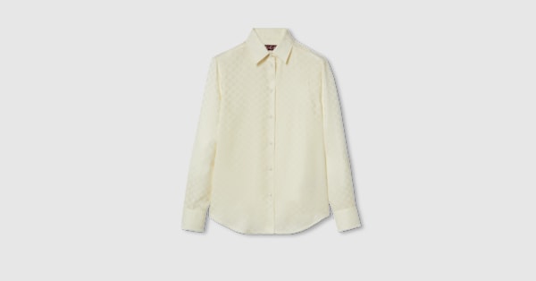 GG crêpe silk shirt in ivory | GUCCI® US