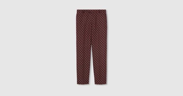 GG wool with optical effect pant in Rosso Ancora red and white | GUCCI® DK