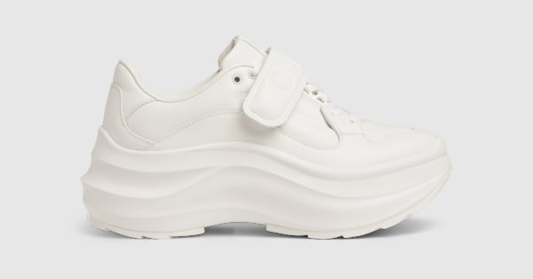 Women's Gucci Wave wedge trainer in White Leather | GUCCI® SI