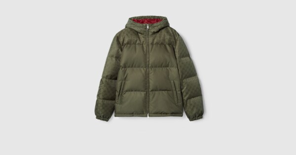 GG nylon canvas puffer jacket in Green Undefined | GUCCI® SI