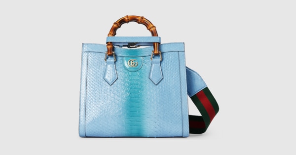 Gucci Diana small python tote bag in Blue Precious Skins | GUCCI® SI
