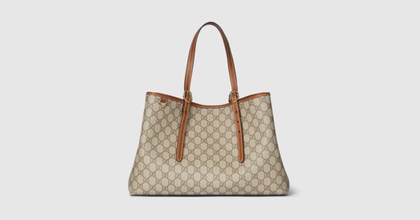 GG Emblem medium tote bag in Beige GG Canvas | GUCCI® SI