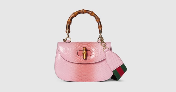 Gucci Bamboo 1947 python small bag in Blue Precious Skins | GUCCI® SI