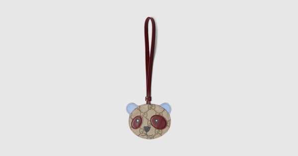 Panda-shaped keychain in Beige GG Canvas | GUCCI® SI
