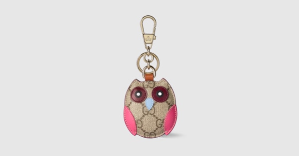 Owl-shaped keychain in Beige GG Canvas | GUCCI® SI