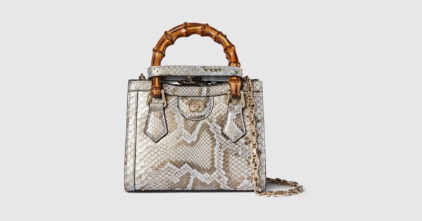 Gucci Diana mini python tote bag in Grey Precious Skins | GUCCI® SI