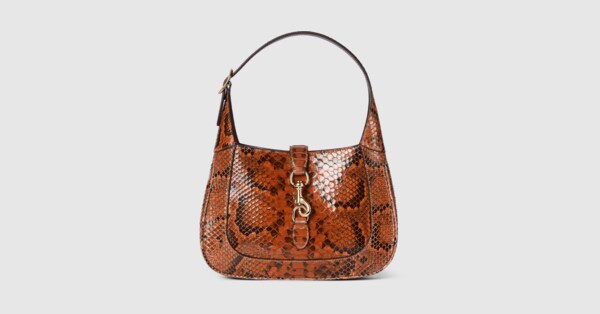 Gucci Jackie small python shoulder bag in Orange Precious Skins | GUCCI® SI