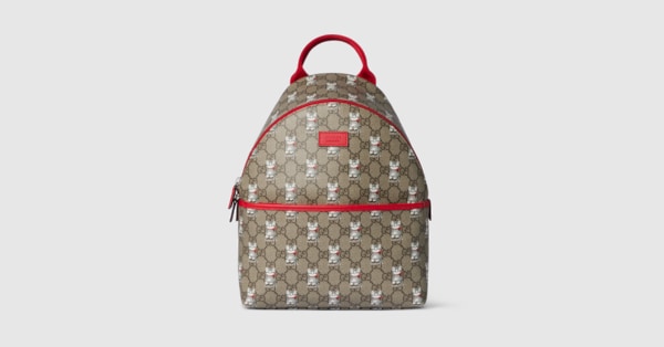 Children's printed GG backpack in beige and dark brown Supreme | GUCCI® US