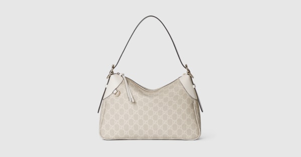 GG Emblem medium shoulder bag in Beige White GG Canvas | GUCCI® SI