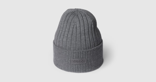 Rib knit wool hat in grey | GUCCI® US