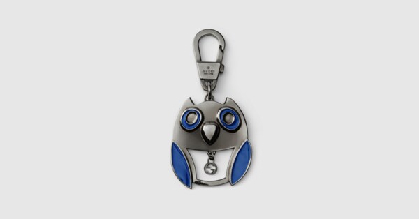 Owl keychain with Interlocking G in Grey Metal | GUCCI® SI
