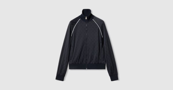 GG nylon and jersey zip jacket in navy | GUCCI® US