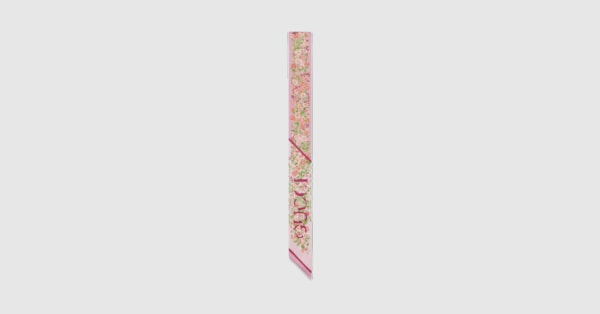 Printed silk ribbon in light pink | GUCCI® US