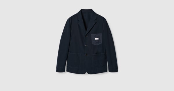 Cotton canvas jacket in dark blue | GUCCI® US Cotton canvas jacket in dark blue | GUCCI® US
