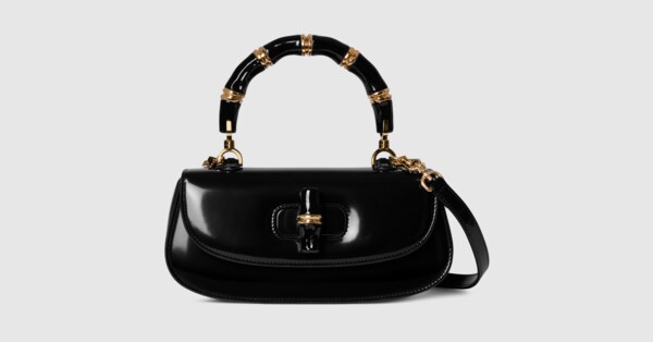 Sac à main Gucci Bamboo Diva petit format en cuir noir | GUCCI® FR