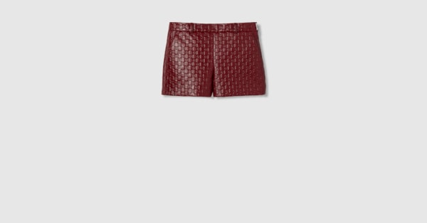 GG embossed leather short in Gucci Rosso Ancora red | GUCCI® US