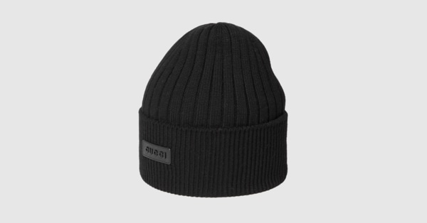 Bonnet en laine avec logo en noir | GUCCI® FR