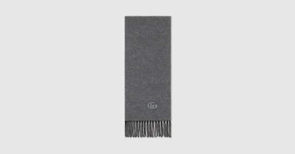 Bufanda de cashmere con parche en gris oscuro y negro | GUCCI® ES