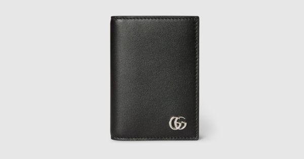 GG Marmont bi-fold card case in black soft leather | GUCCI® US