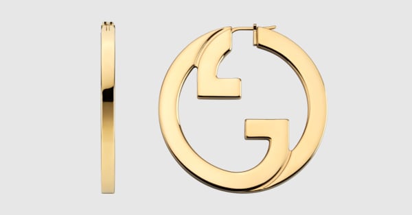 Gucci Blondie cut-out hoop earrings in light gold-toned aluminium ...