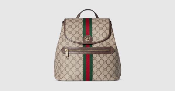 Ophidia medium backpack in beige and brown GG fabric | GUCCI® US