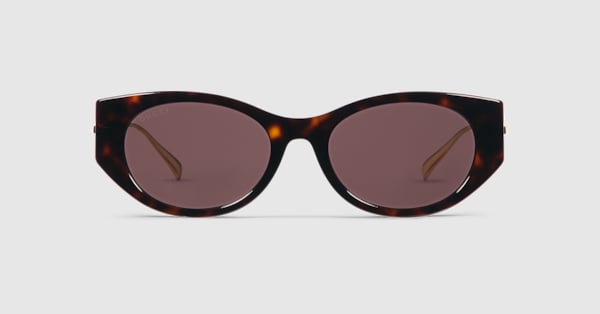 Low nose bridge fit sunglasses in dark brown tortoiseshell | GUCCI® SG